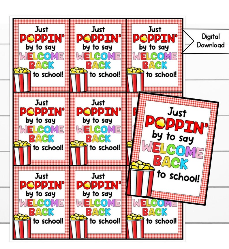 Welcome Back Popcorn Gift Tag: Teacher/student (digital Download) - Etsy