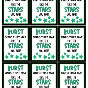 Cheer, Dance, Gymnastics Printable Tags, Starburst Digital Download ...