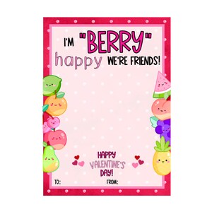 Fruit Snack Valentine Printable: Berry Friends Gift Tag (PDF) - Etsy