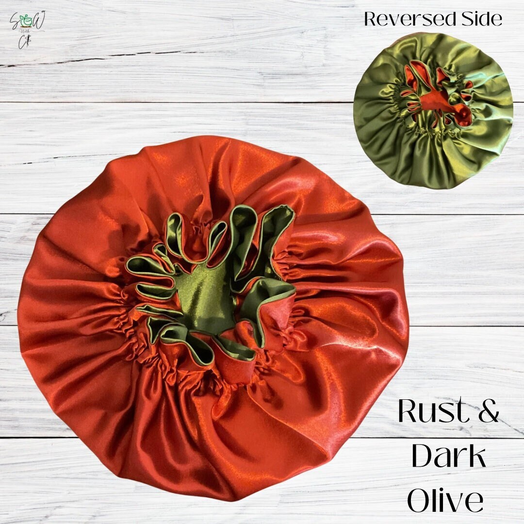 Rustic Olive| Silky Satin Sleeping Bonnet| Hair Bonnet for Women| Adult ...