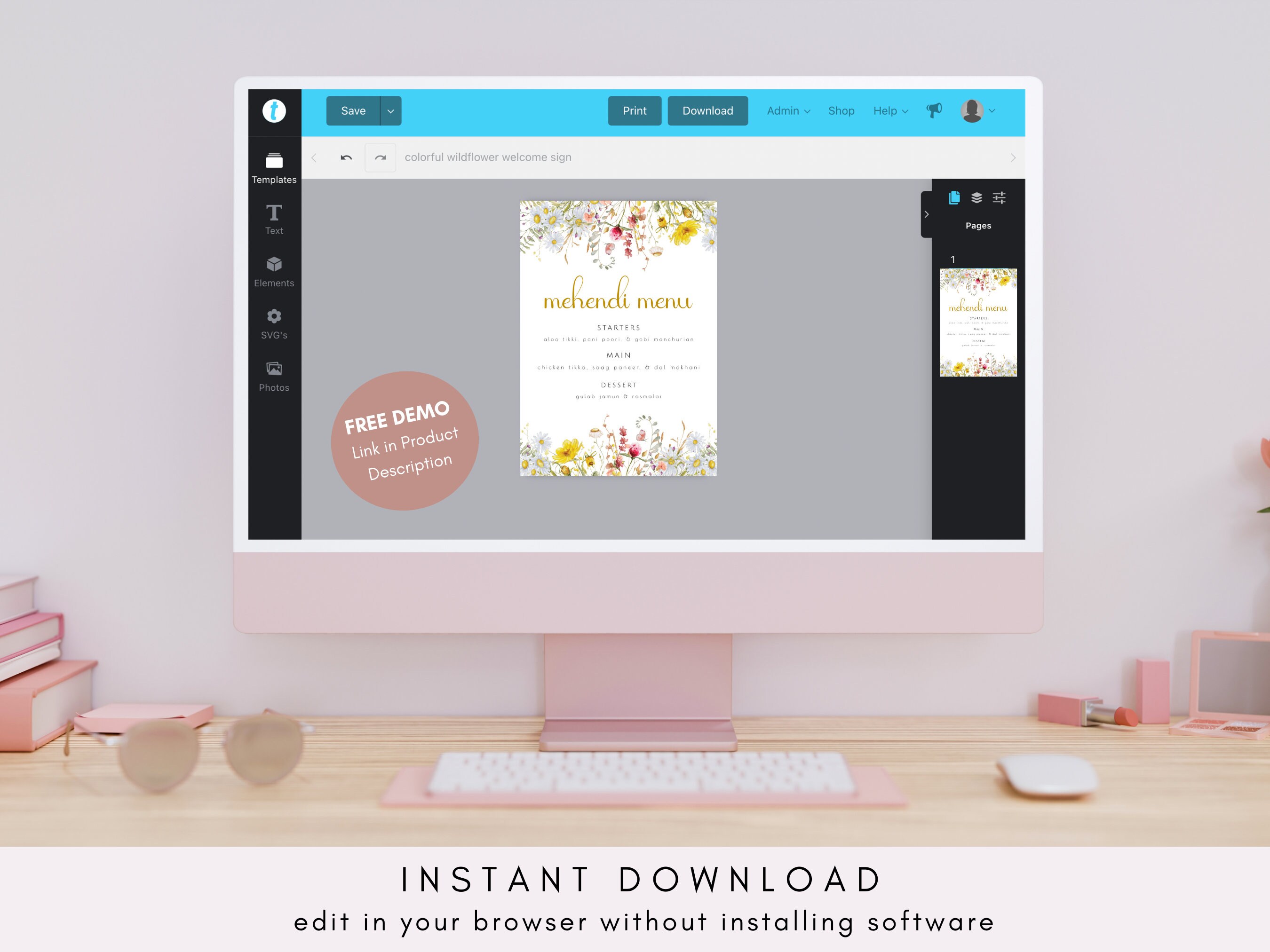 Wildflower Mehndi Menu Sign, Brunch Menu Sign, Colorful Wedding Sign, 2 ...