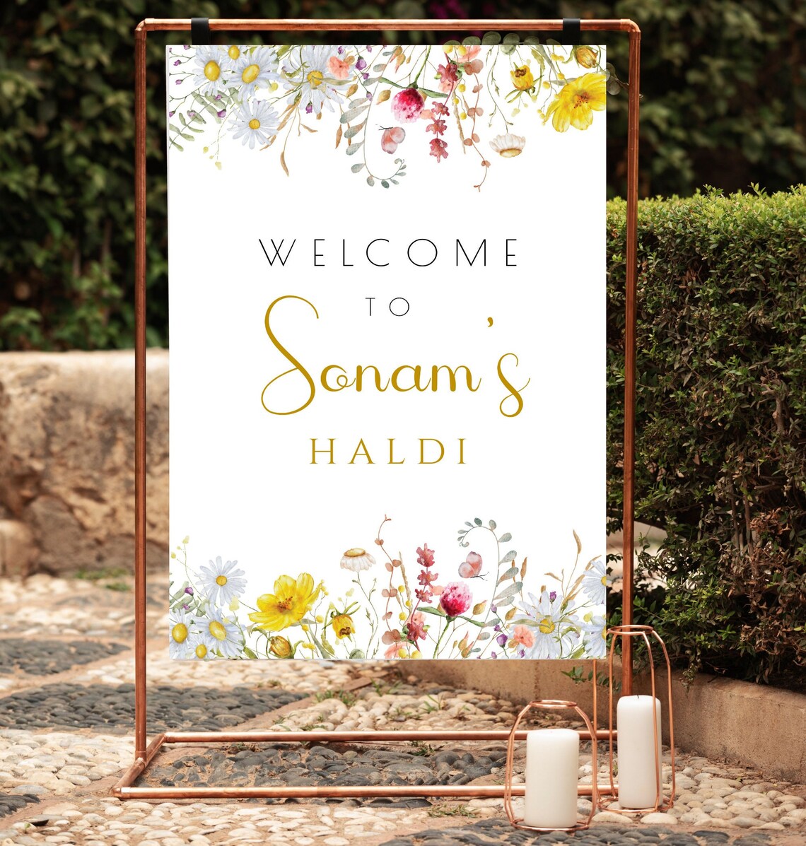 Wildflower Welcome Sign, Haldi Welcome Sign, Colorful Wedding Sign, 3 ...