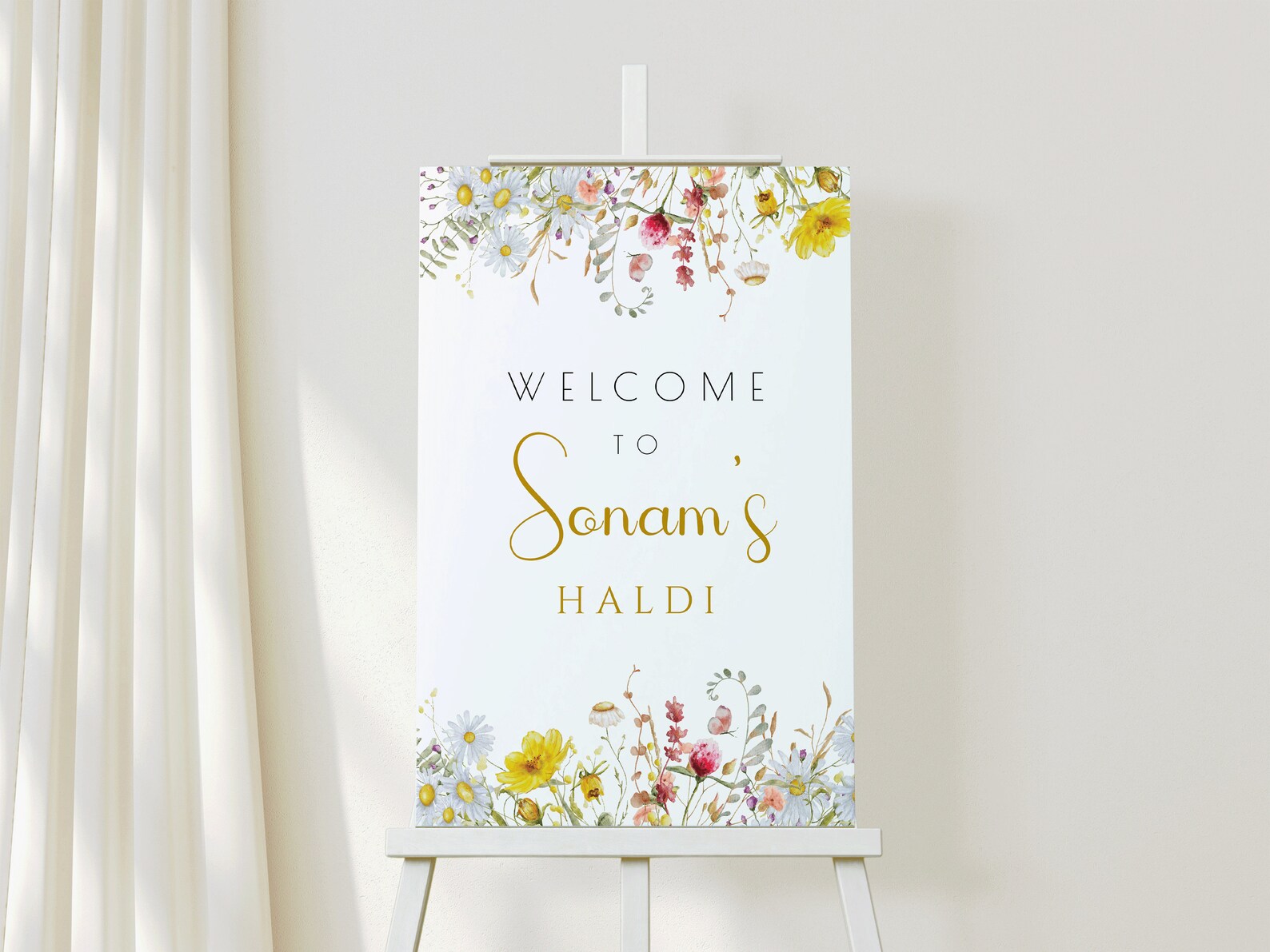 Wildflower Welcome Sign, Haldi Welcome Sign, Colorful Wedding Sign, 3 ...