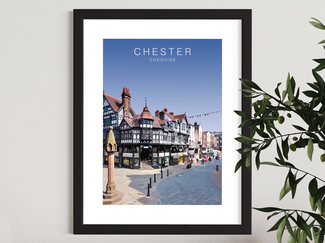 Chester Illustration Poster | North West Artwork | A4 A3 A2 A1 Framed ...