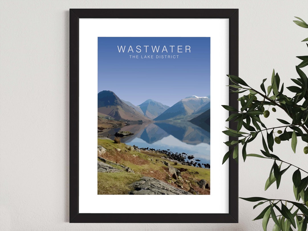 Wastwater Illustration Poster | North West Artwork | A4 A3 A2 Framed ...