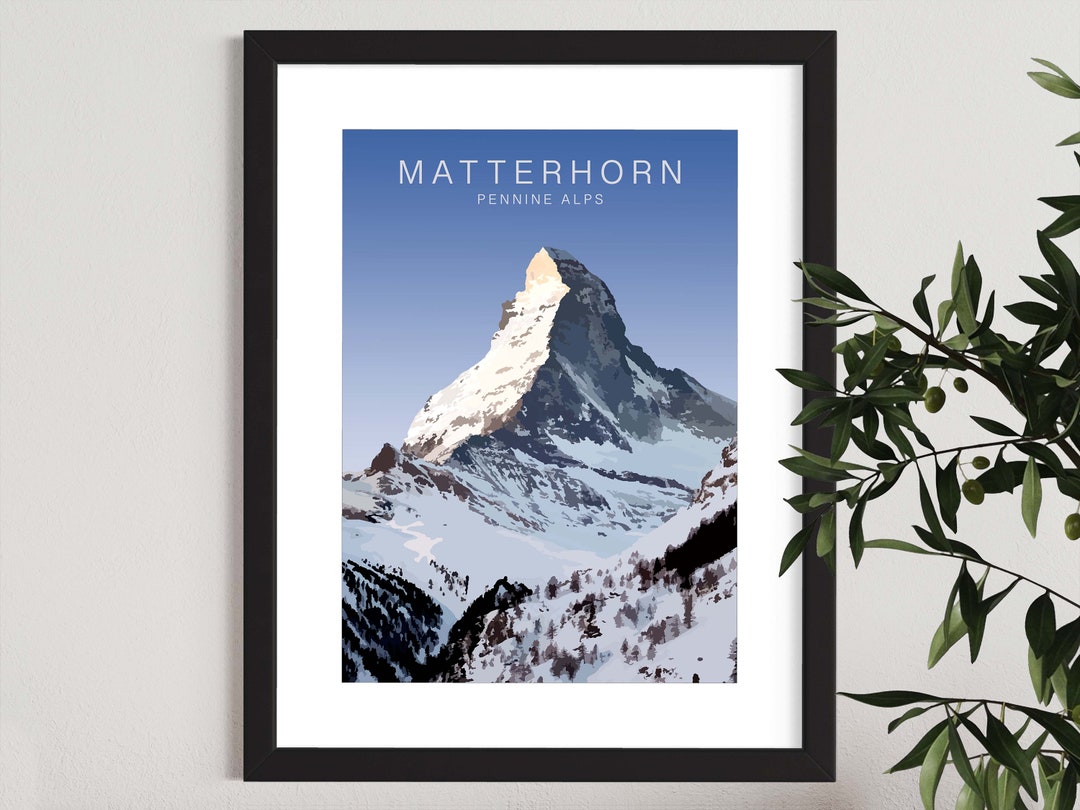 Matterhorn Illustration Poster Mountain Artwork A4 A3 A2 A1 Framed ...