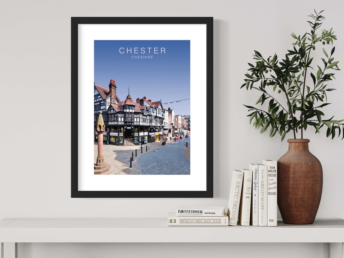 Chester Illustration Poster | North West Artwork | A4 A3 A2 A1 Framed ...