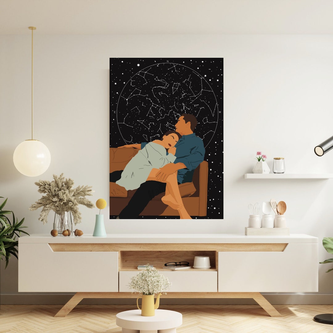 Personalized Faceless Couple Portrait, Custom Line Art, Couples ...