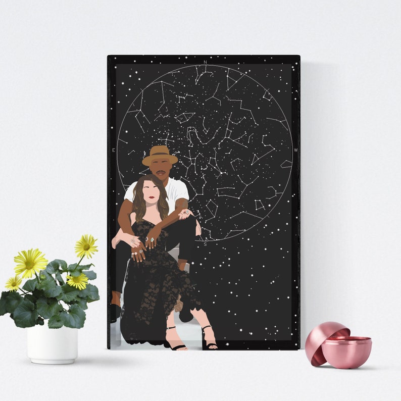 Personalized Faceless Couple Portrait, Custom Line Art, Couples ...