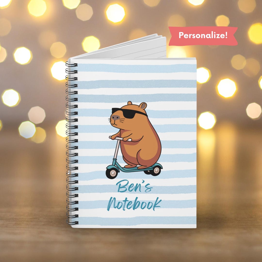 Personalized Capybara Notebook | Cute & Customizable, Add Your Text ...