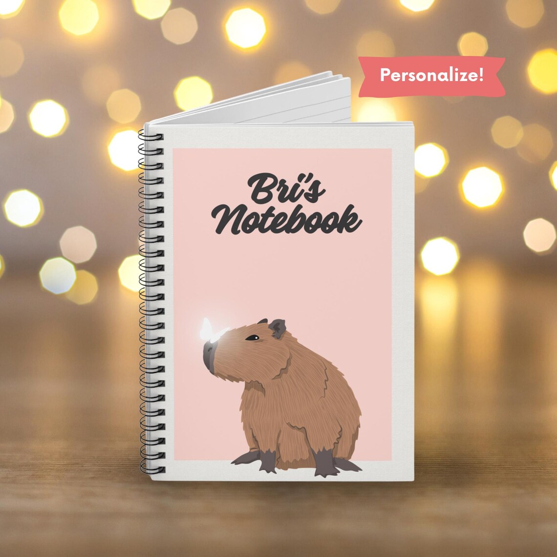 Personalized Capybara Notebook | Cute & Customizable, Add Your Text and ...