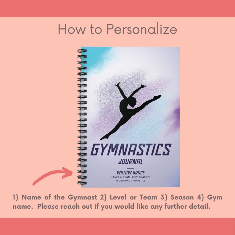 Personalized Gymnast Journal: Spiral Notebook, Ruled Line - Etsy