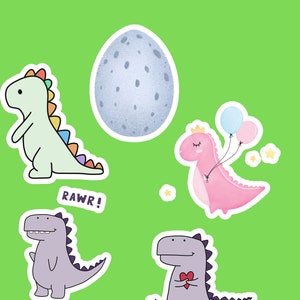 Cute Baby Dinosaur Stickers With Letter Eggs, Dinosaur PNG, Dinosaur ...