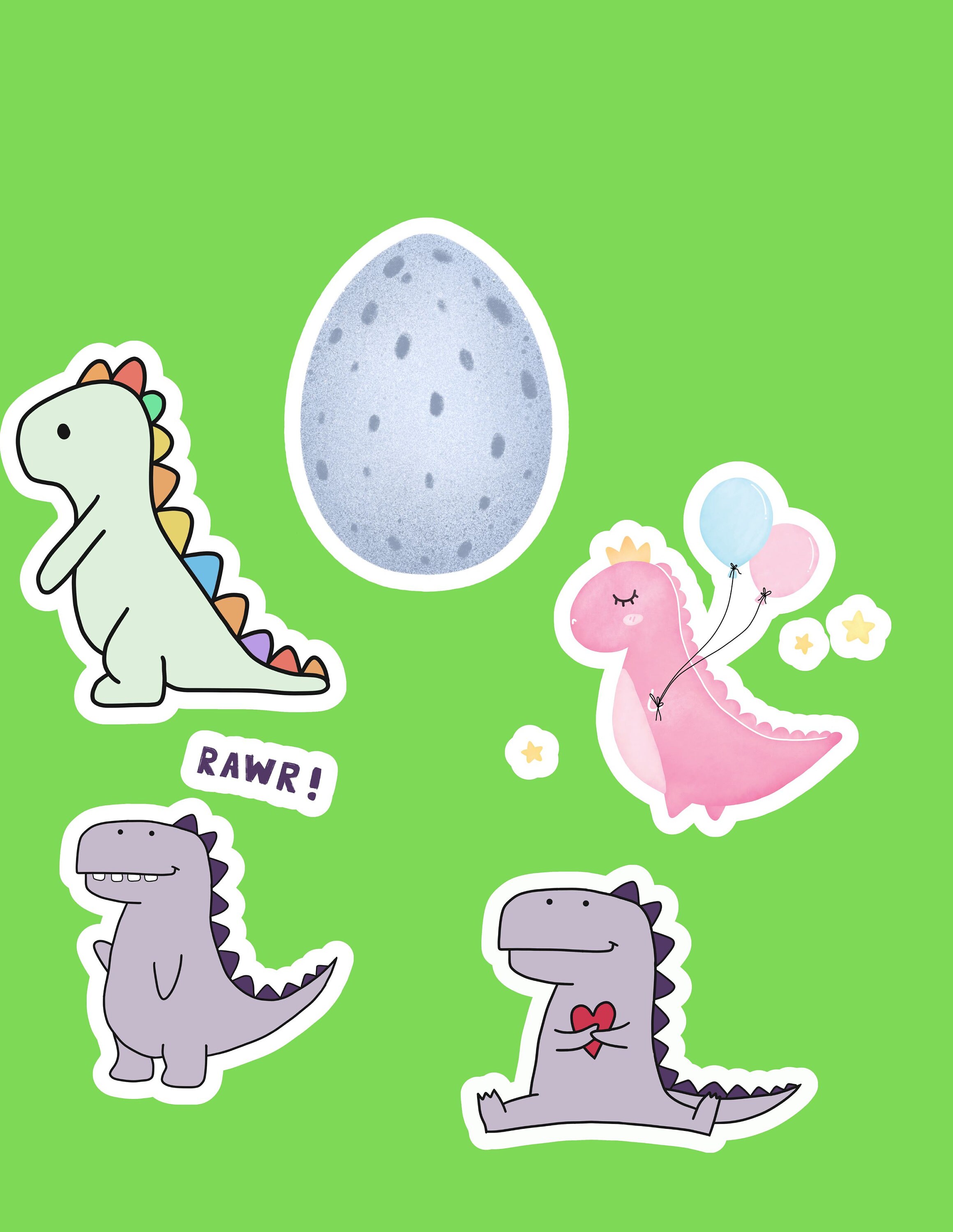 Cute Baby Dinosaur Stickers With Letter Eggs, Dinosaur PNG, Dinosaur ...