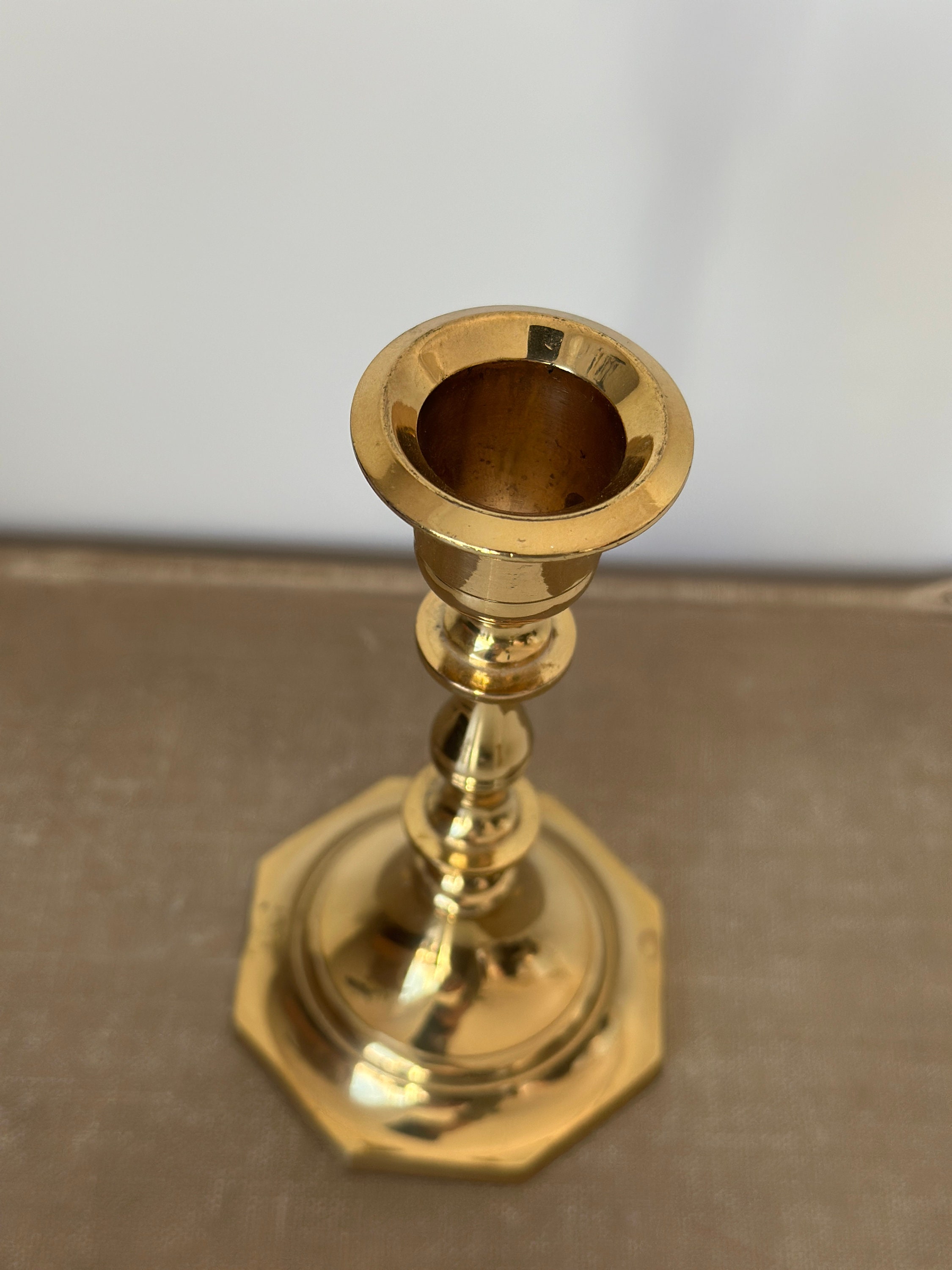 Vintage Brass Candle Holder, Antique Brass Taper Holder, Brass ...