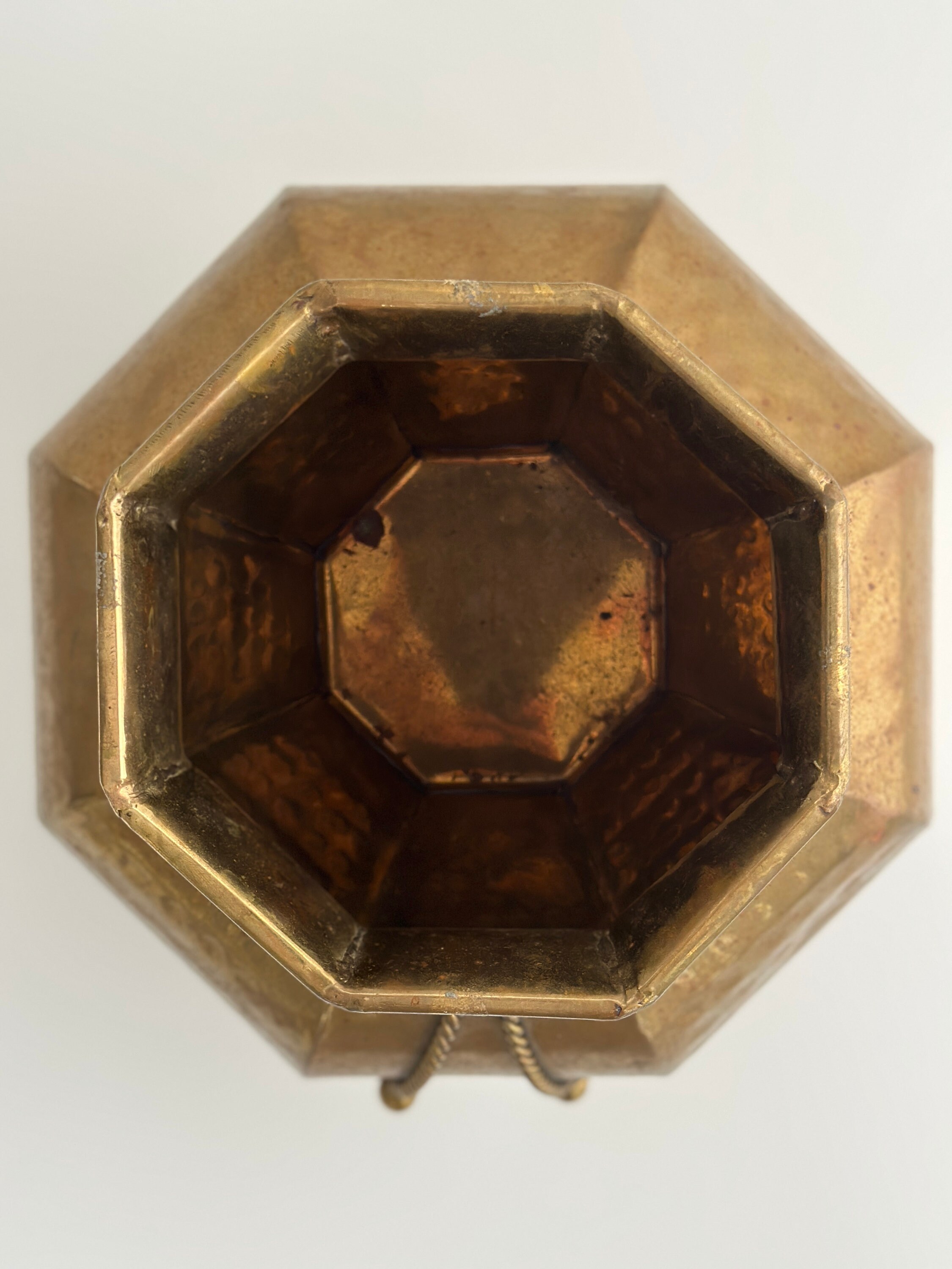 Vintage Large Brass Octagon Planter, Hammered Brass Planter - Etsy