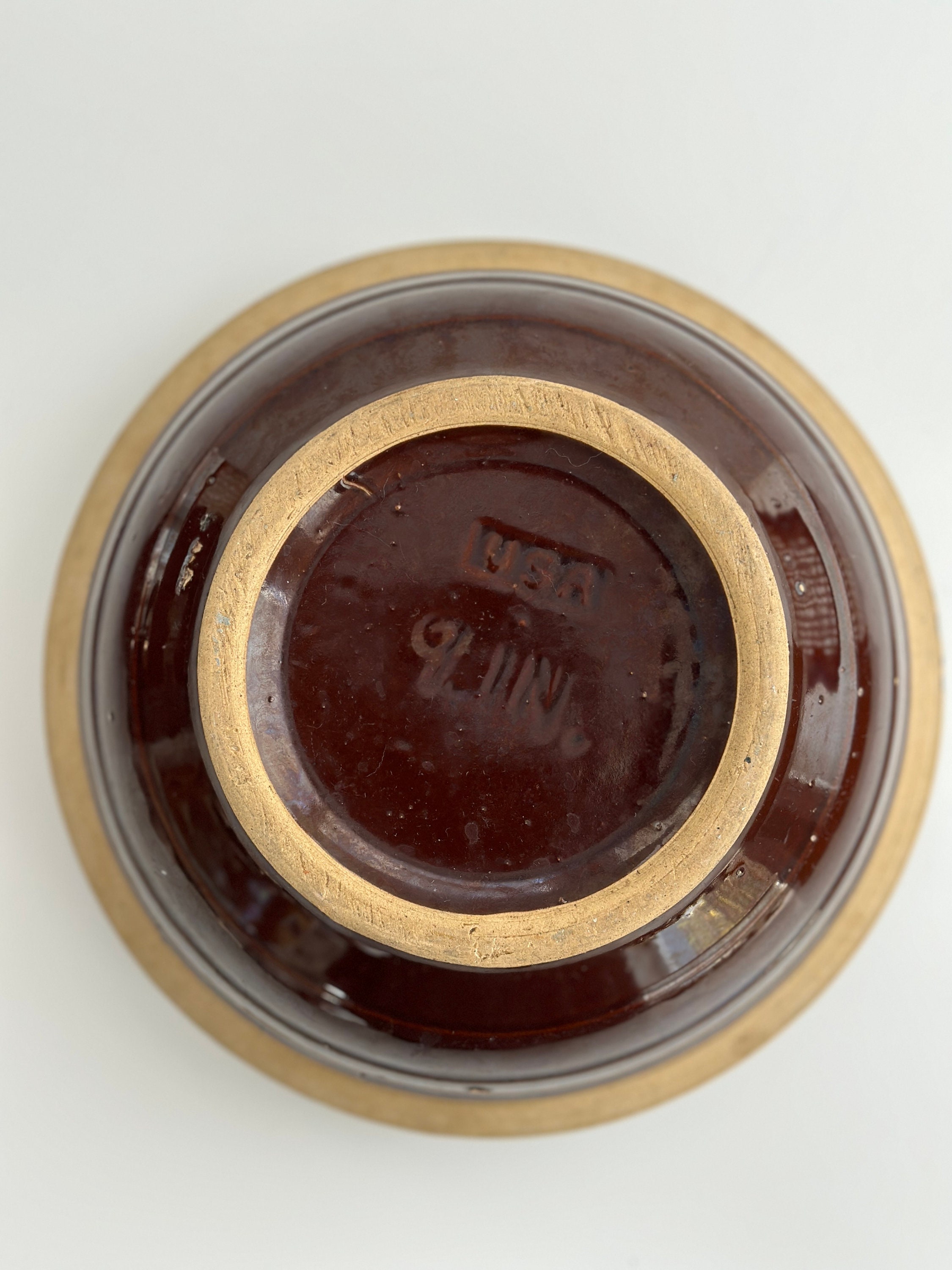 Vintage Brown Stoneware Bowl Vintage USA Brown Glazed Bowl - Etsy