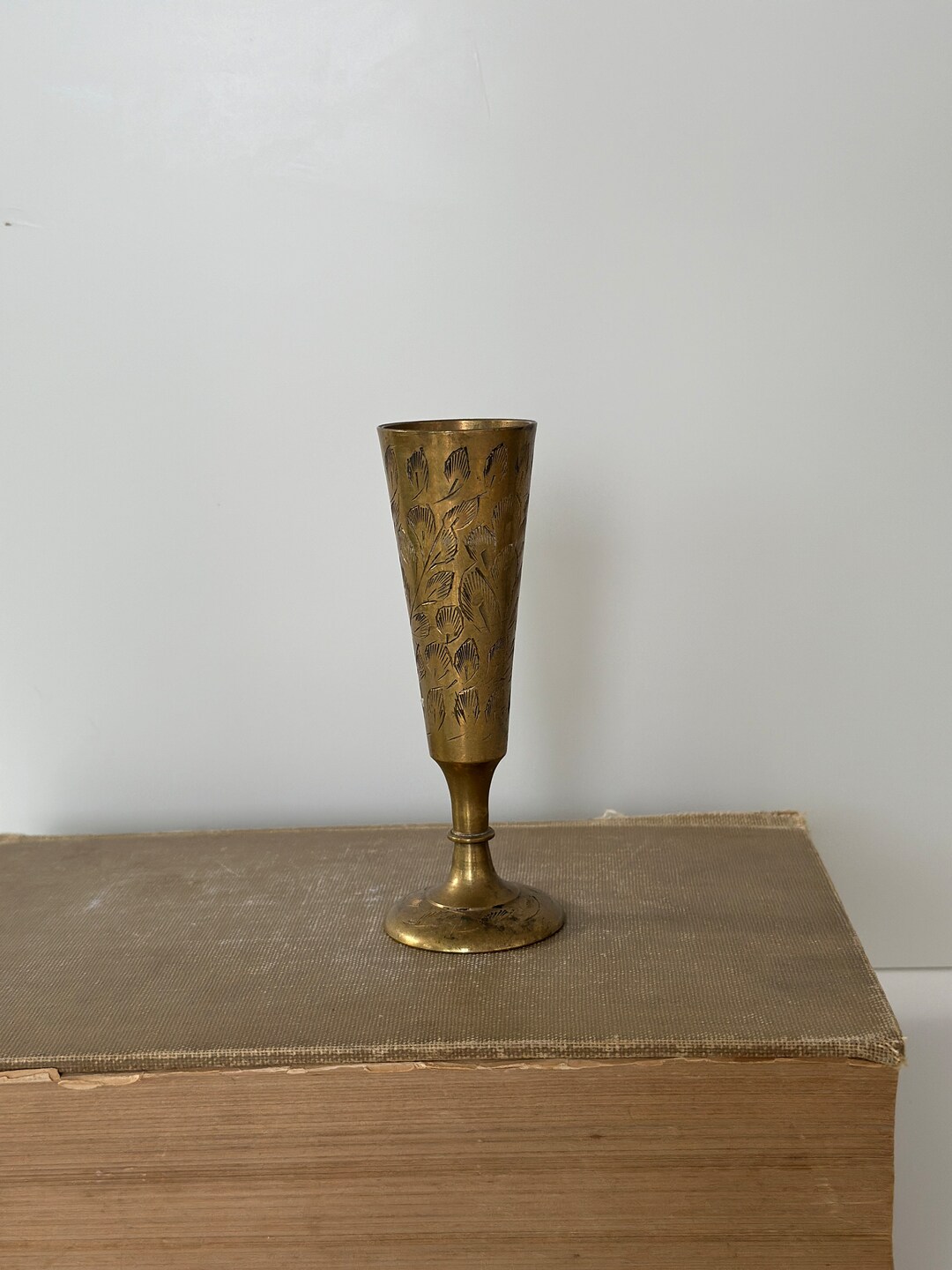 Vintage Etched Brass Vase, Mini Brass Etched Vase, Small Etched Brass ...