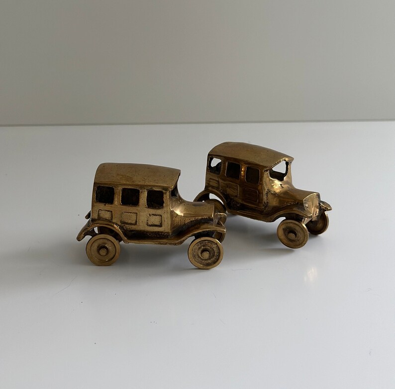 Vintage Brass Cast Model T Ford Sedan, Antique Brass Car Collectibles ...