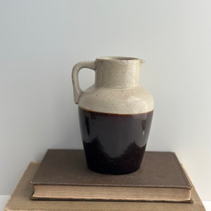 Vintage Small Dipped Brown Pitcher, Tan/grey & Brown Pitcher - Etsy