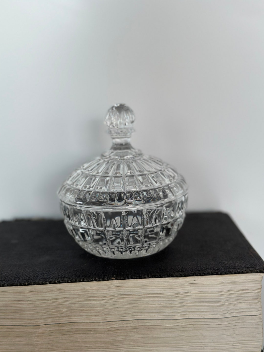 Vintage Glass Candy Dish, Vintage Glass Sugar Container, Crystal Glass ...