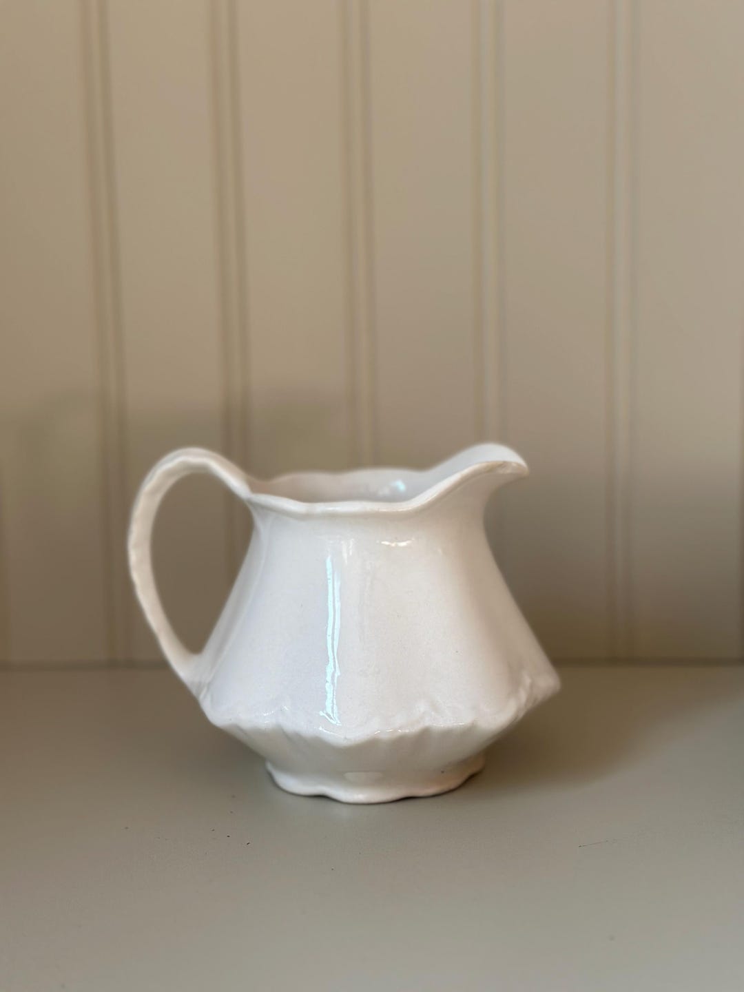 Antique White Pitcher, Vintage White Pitcher, Small White Creamer ...