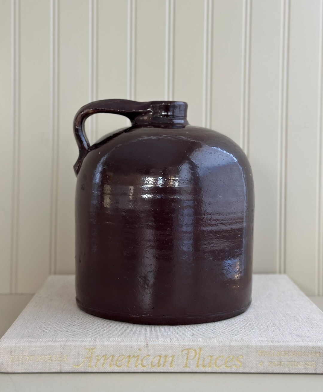 Antique Brown Stoneware Jug | Glazed Brown and Red Jug | Vintage ...