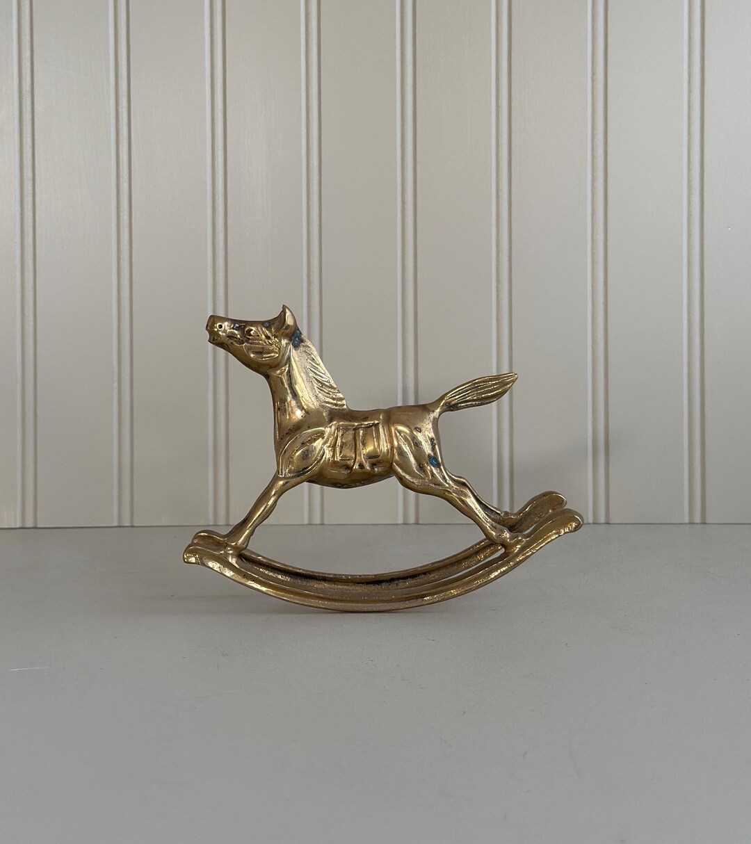 Vintage Brass Rocking Horse, Antique Brass Rocking Horse, Vintage Gold ...