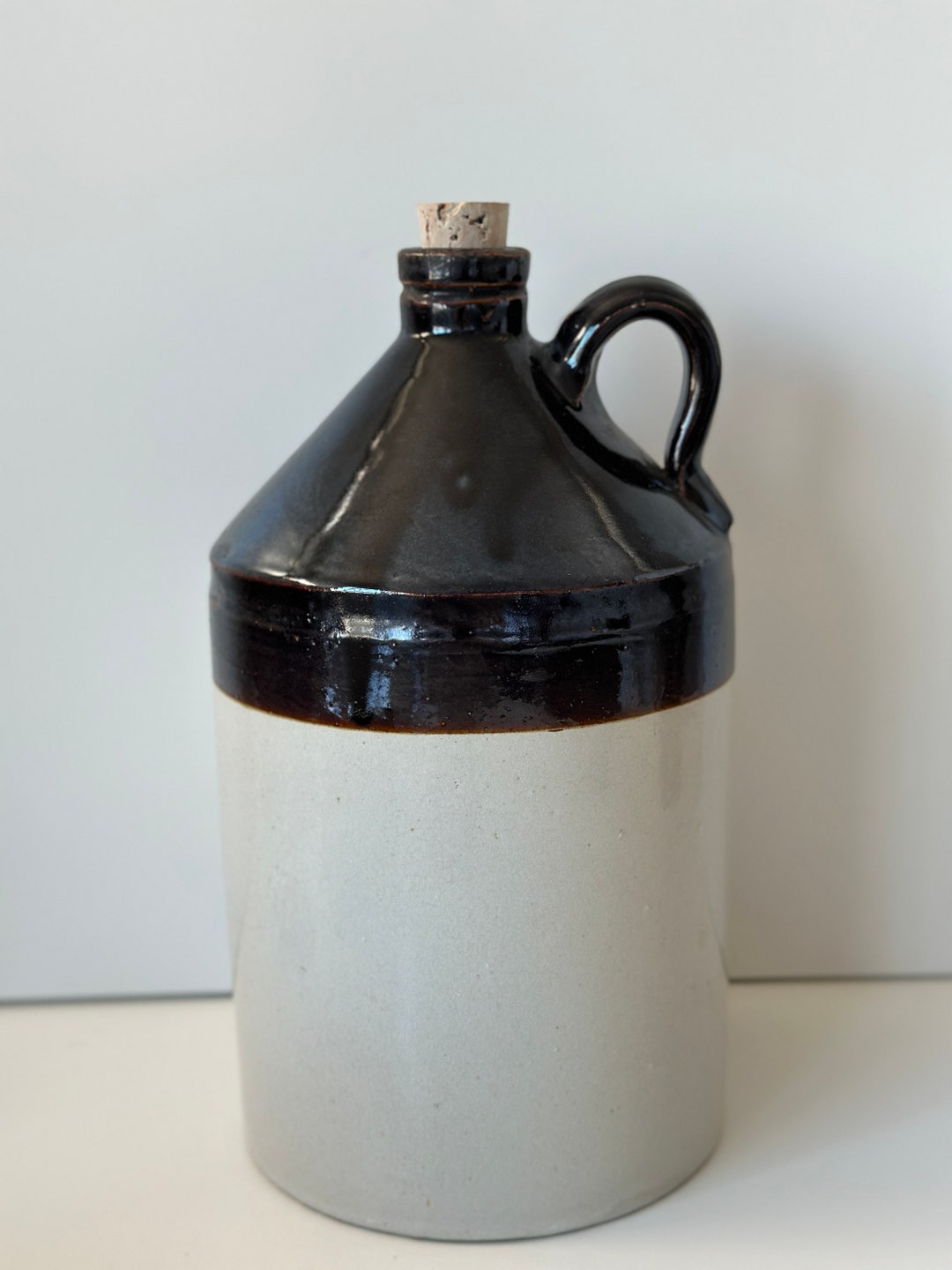 Vintage Whiskey Jug, Dipped Brown Crock Jug, Vintage Stoneware, Dark ...