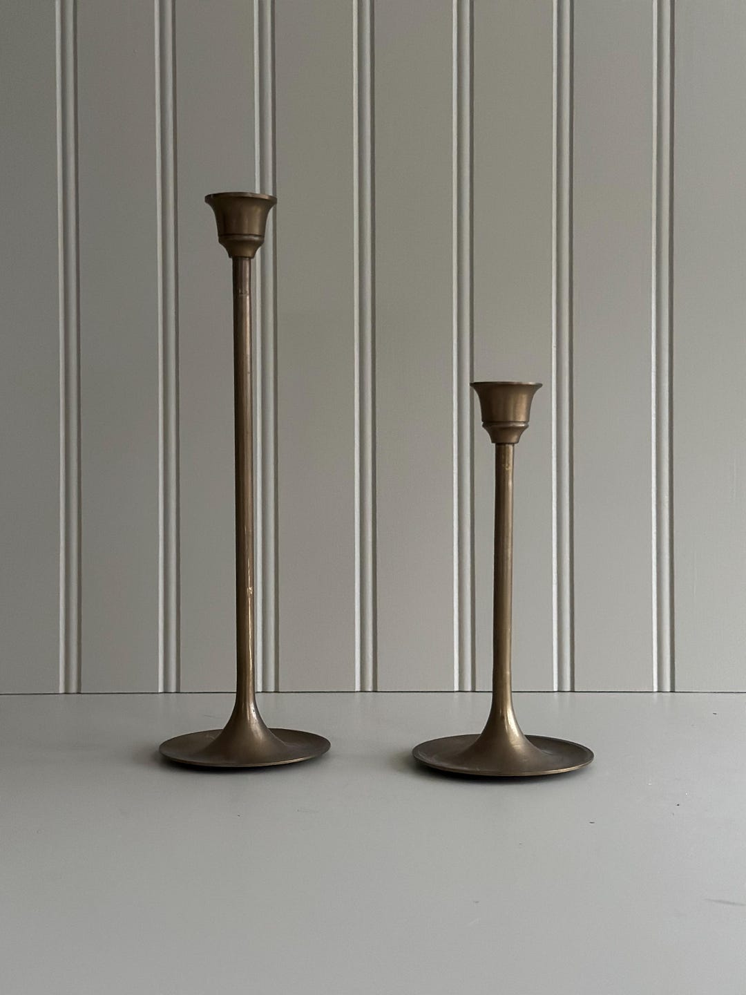 Vintage Brass Candlesticks, Antique Brass Candle Holders, Set of 2 ...