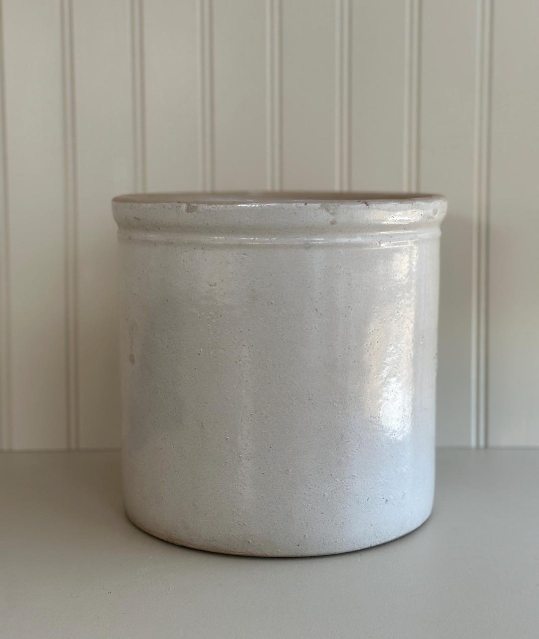 Antique Beige Stoneware Crock Vintage Home Decor Farmhouse Decor Rustic ...