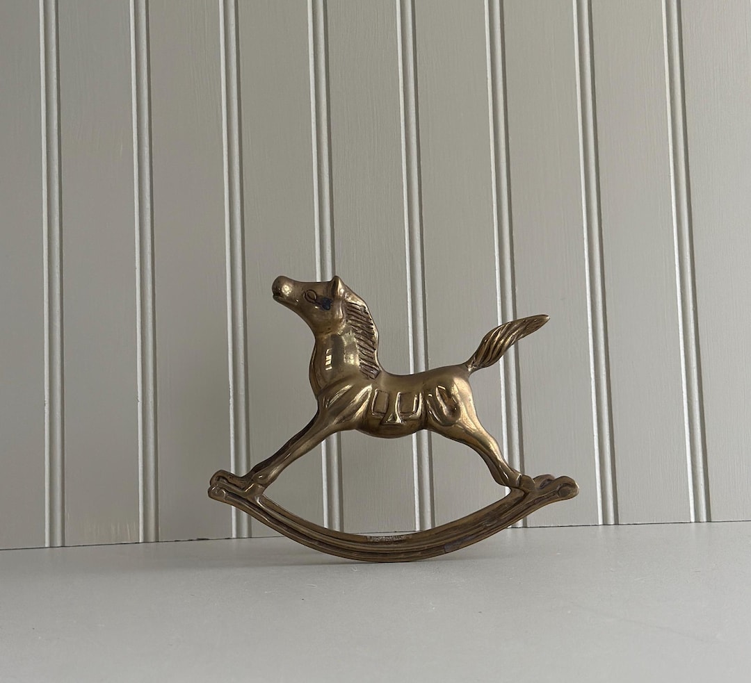 Vintage Brass Rocking Horse, Antique Brass Rocking Horse, Vintage ...