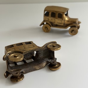 Vintage Brass Cast Model T Ford Sedan, Antique Brass Car Collectibles ...
