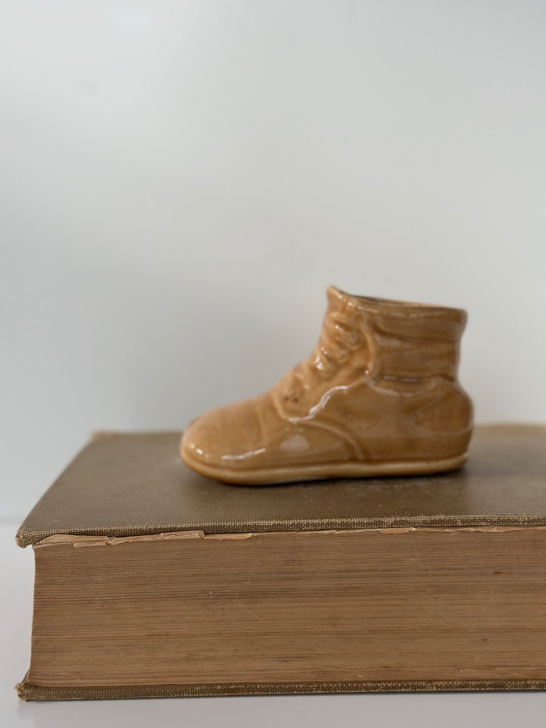 Vintage Ceramic Shoe, Vintage Nursery Decor, Small Tan Ceramic Shoe - Etsy