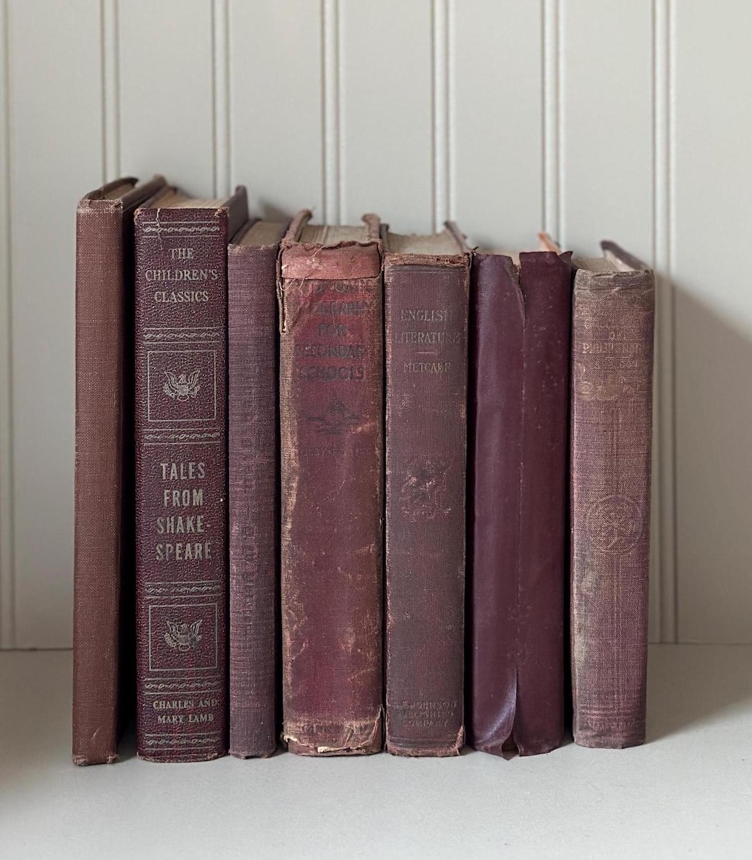 Vintage Red Books, Dark Red Vintage Books, Set of 7 Red Books, Set of ...