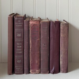 Vintage Red Books, Dark Red Vintage Books, Set of 7 Red Books, Set of ...