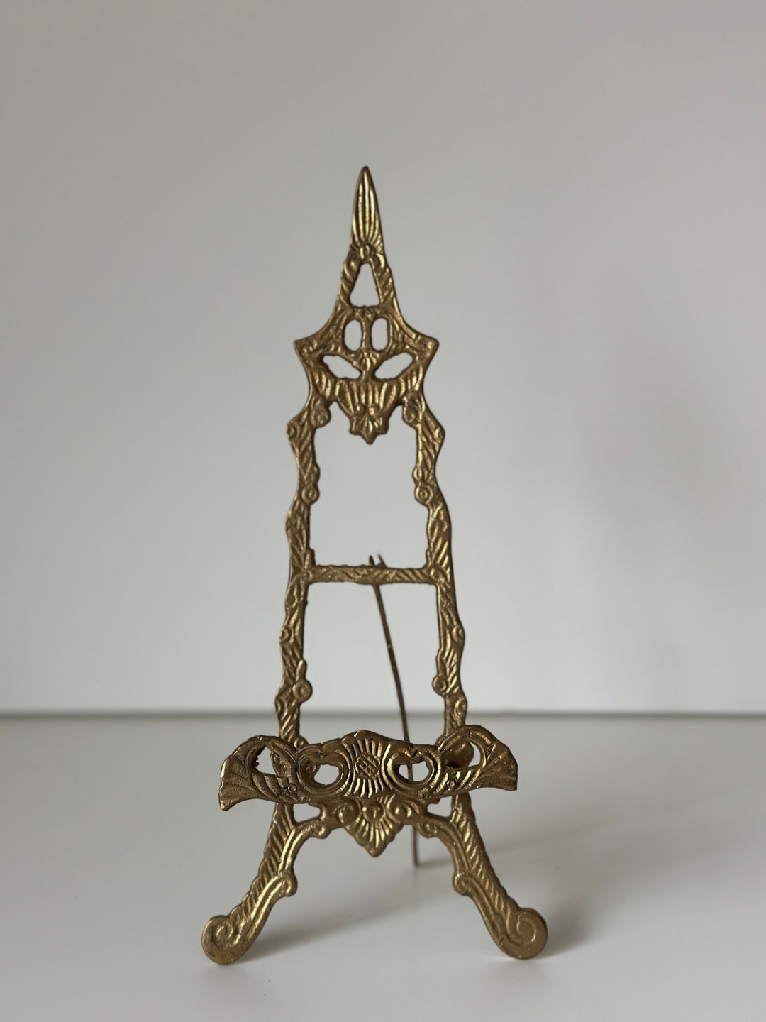 Vintage Brass Easel, Small Brass Easel, Antique Brass Display, Ornate ...
