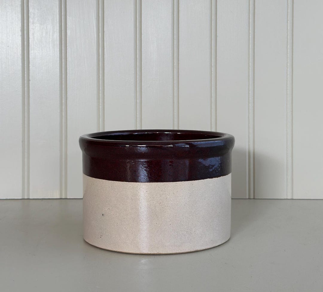 Vintage Dipped Crock, Brown Dipped Crock, USA Dipped Brown Crock, Small ...