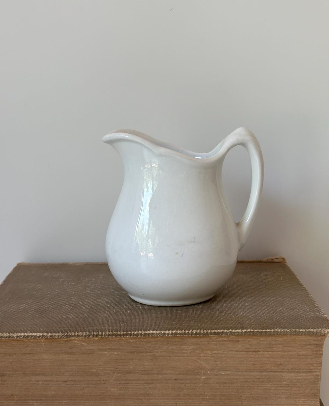 Antique White Pitcher, Small White Pottery Pitcher, Vintage Ironstone ...