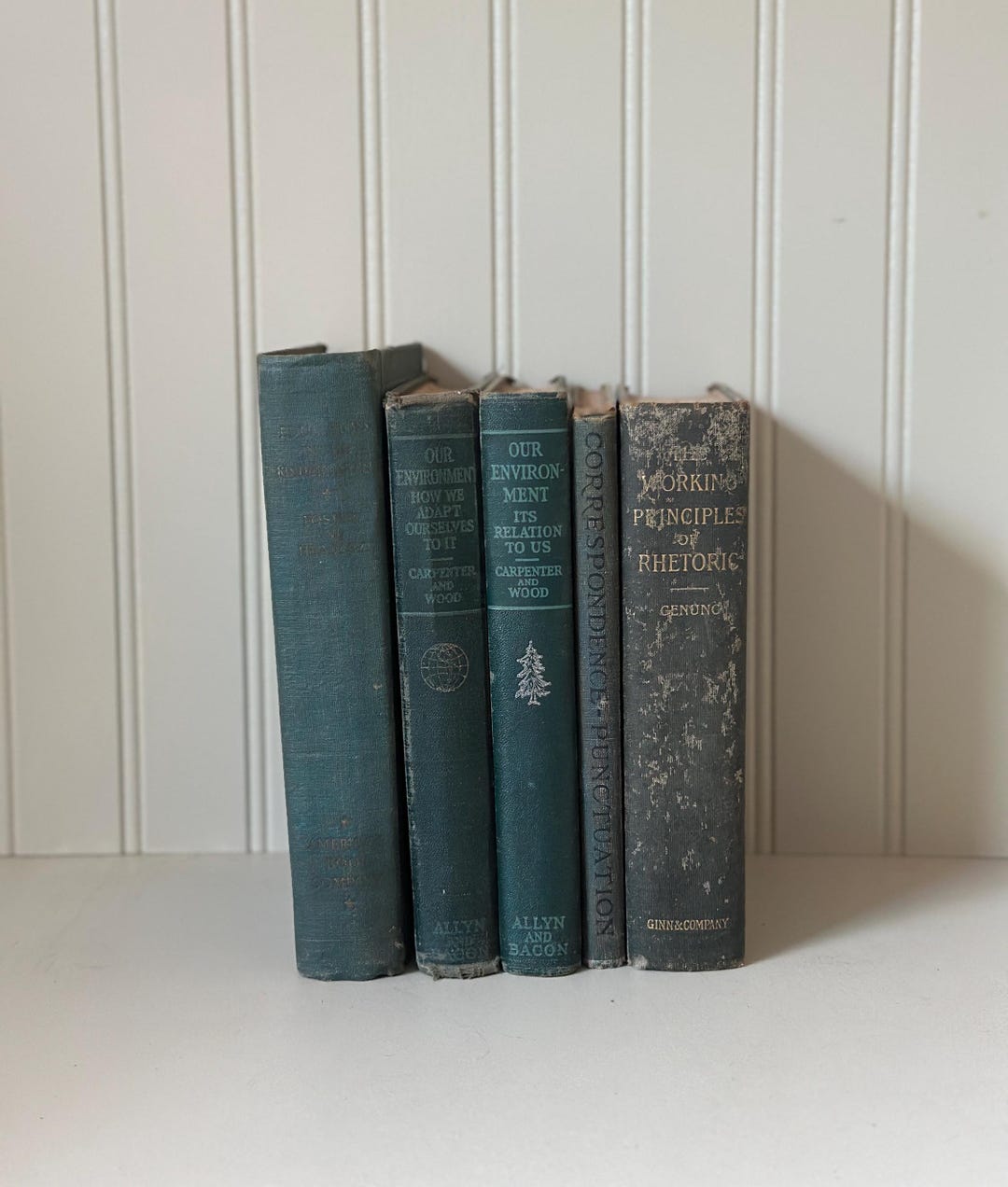 Vintage Green Books, Vintage Book Set, Set of 5 Red Books, Set of Books ...