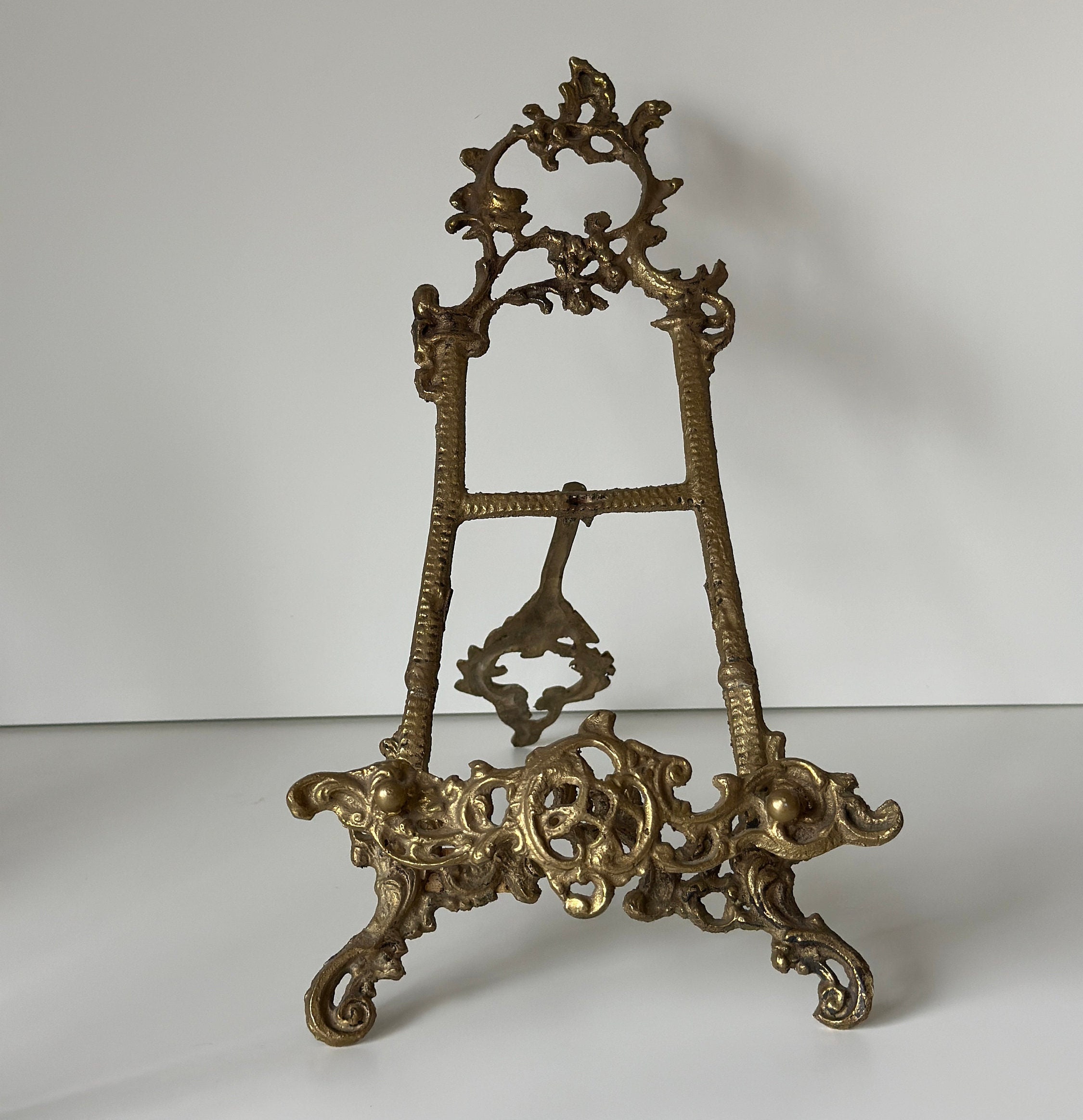 Antique Brass Easel, Vintage Brass Display, Ornate Brass Easel, Vintage ...