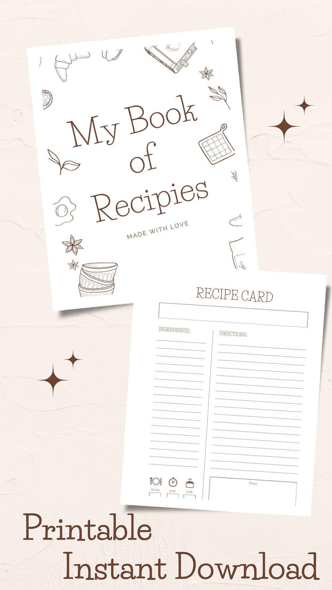 Printable Recipe Book Digital Download Recipe Cards - Etsy