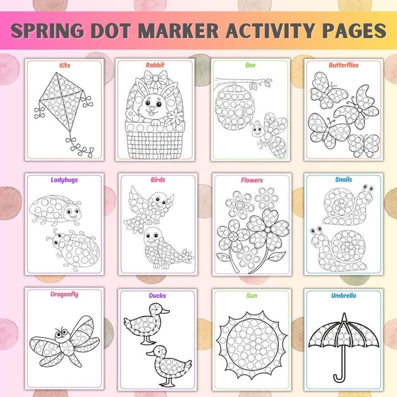 Bingo Dabber Dot Marker Spring Activity Pages, Kids Printable (digital ...