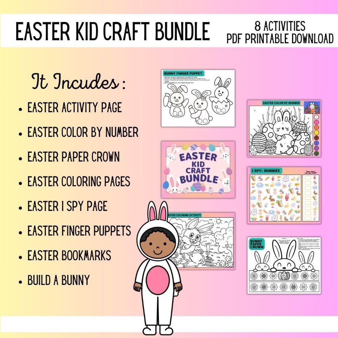 Easter Kid Craft Bundle With 8 Fun Activities Printable Easter Crafts ...