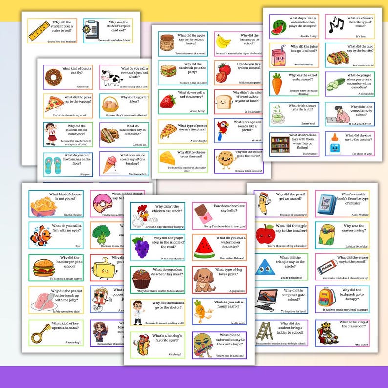Printable Lunch Box Jokes | Kids School Lunch Notes (digital Download ...