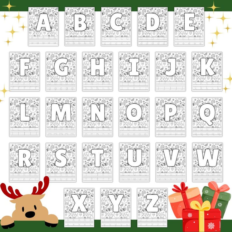 Christmas Alphabet Coloring for Kids Classroom Daycare Home School (PDF ...