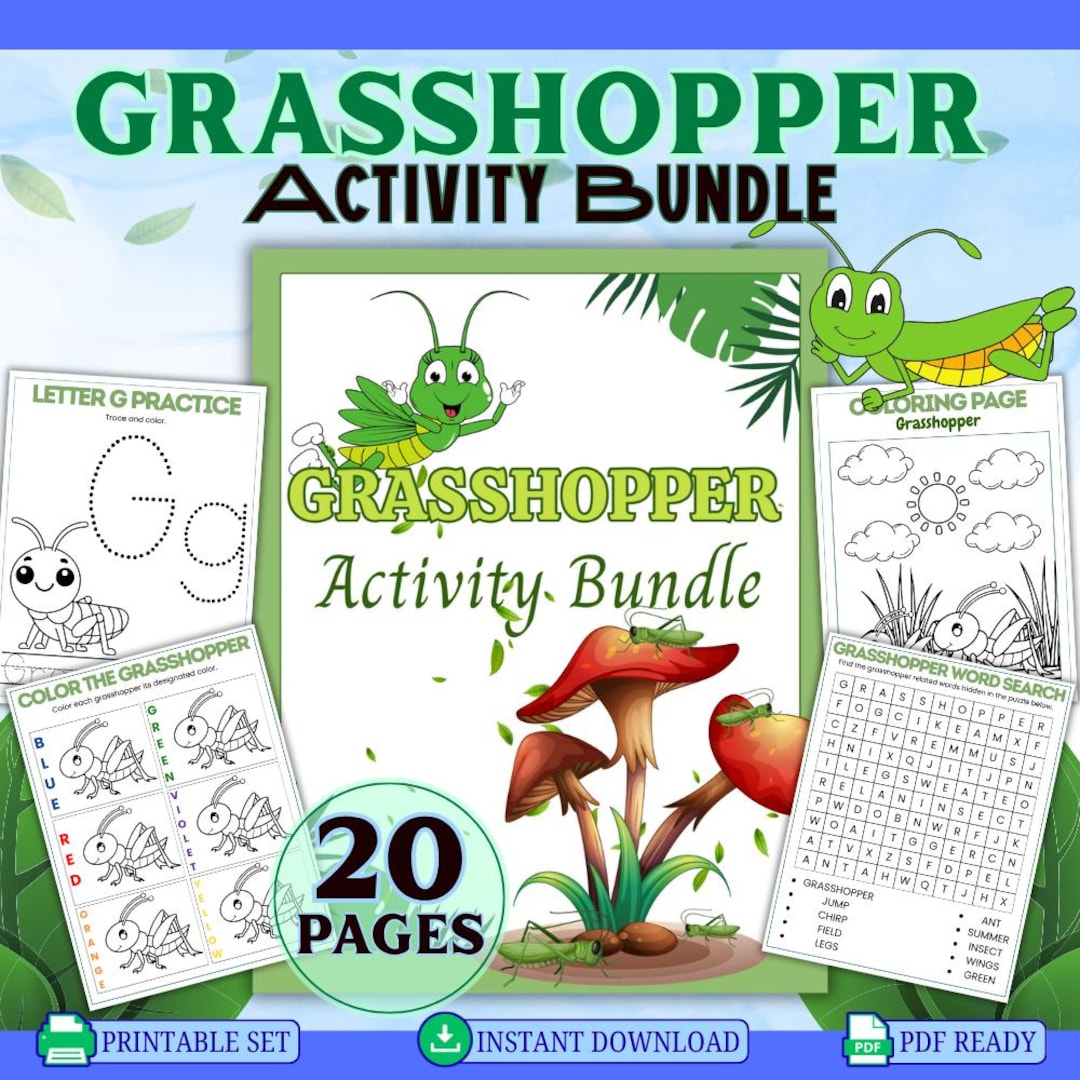 Grasshopper Activity Pack: Preschool Learning, Insect Theme (printable ...