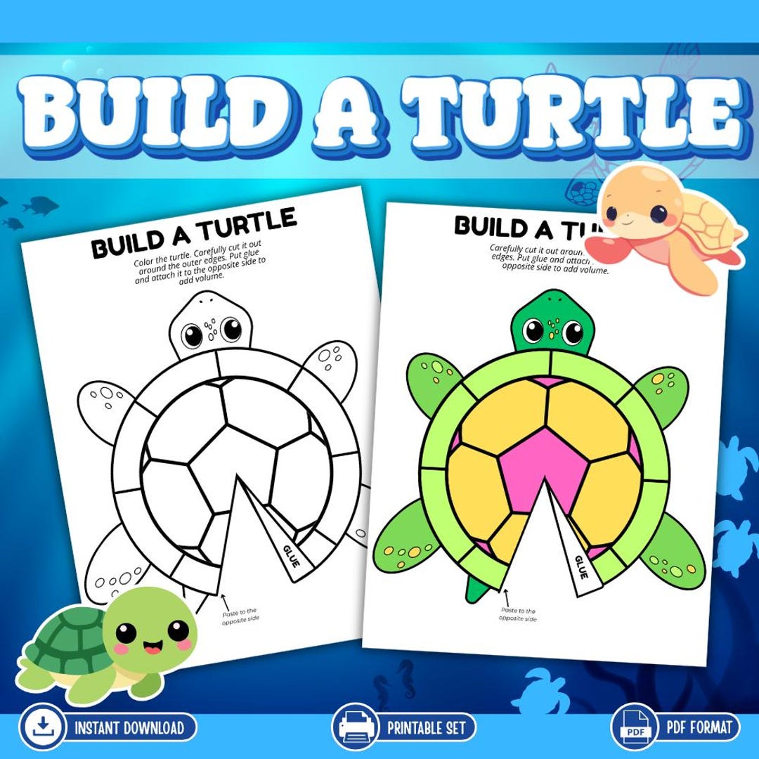 Turtle Cut and Paste Activity for Kids Classroom Daycare Home School ...