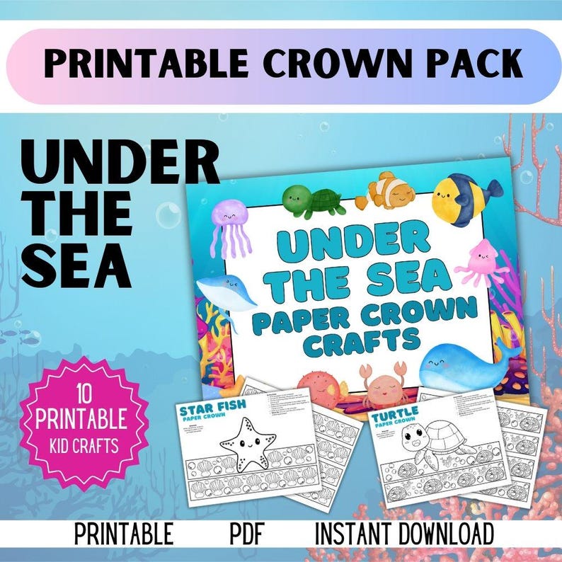 Under the Sea Crown Craft Pack: 6 Printable Ocean Themes (digital ...