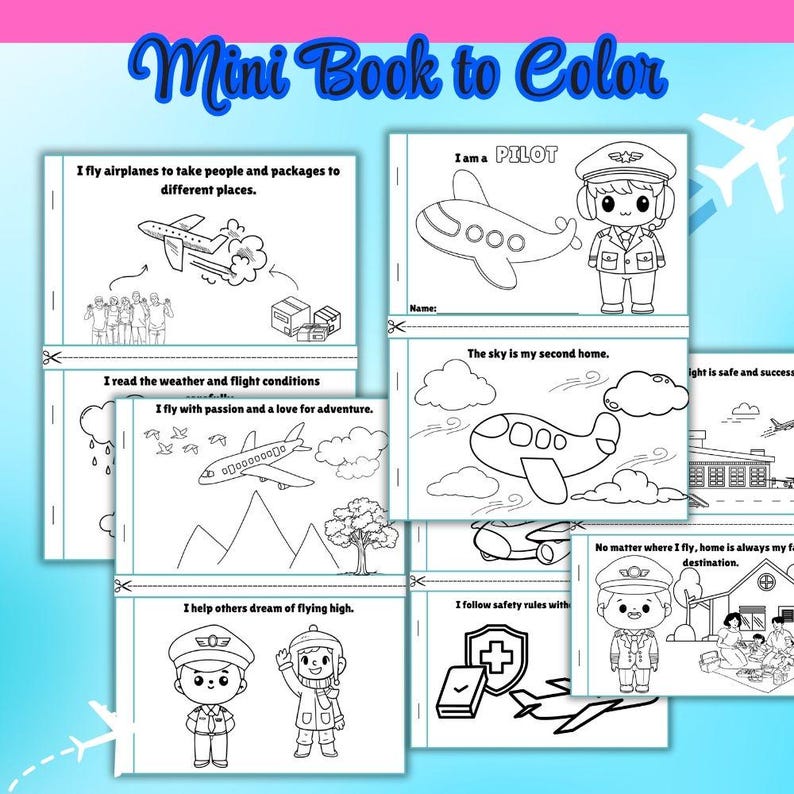 Pilot Activity Sheets, Coloring, Tracing, Matching Games (printable) - Etsy